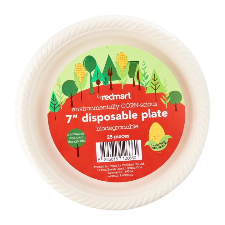 7" Disposable Corn Starch Plate 25Pcs (Biodegradable) | Shanlee